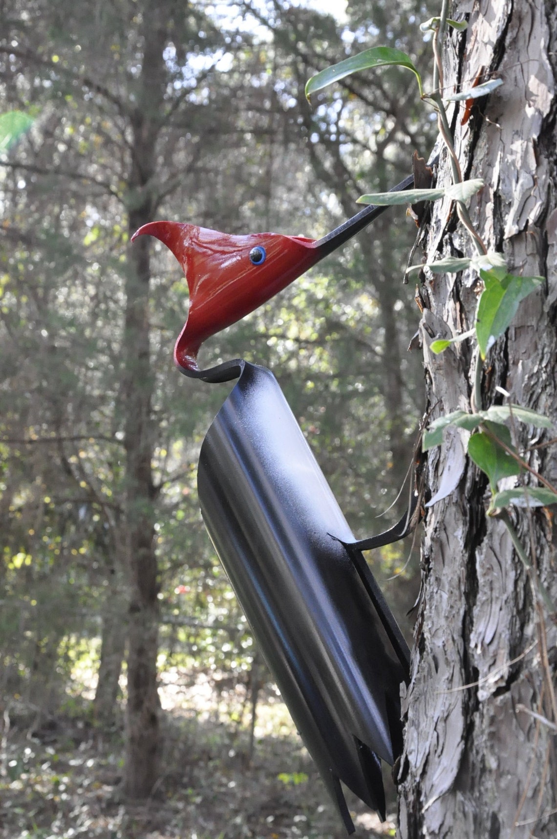 Large Woody PVC Pipe Bird Red Headed Woodpecker Yard Art - Etsy