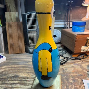 Minion Dude Bowling Pin on Golden Base With Acrylic Eye and ...