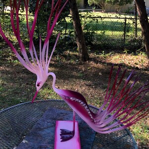 Magenta Maggie the Purple Plume PVC Bird on Stand - Etsy