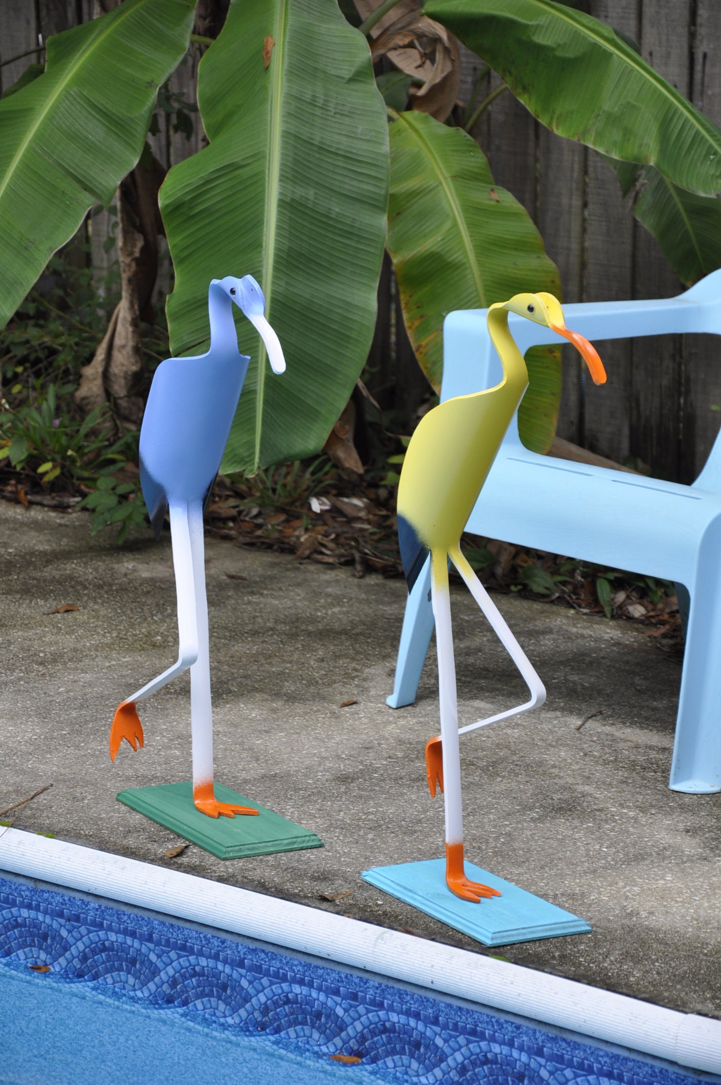 Mr. Cool Yellow PVC Yard Bird Art Flamingo Herring With Foot - Etsy