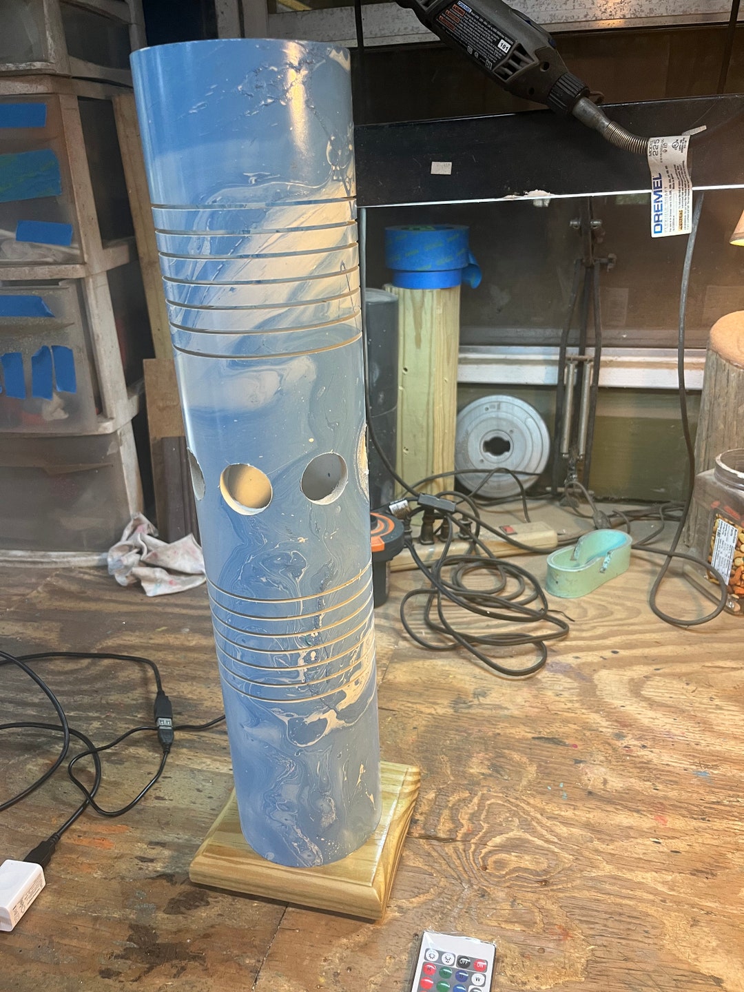 Peeky Boo PVC Accent Lamp With LED Strip Lights on Wooden Base - Etsy UK