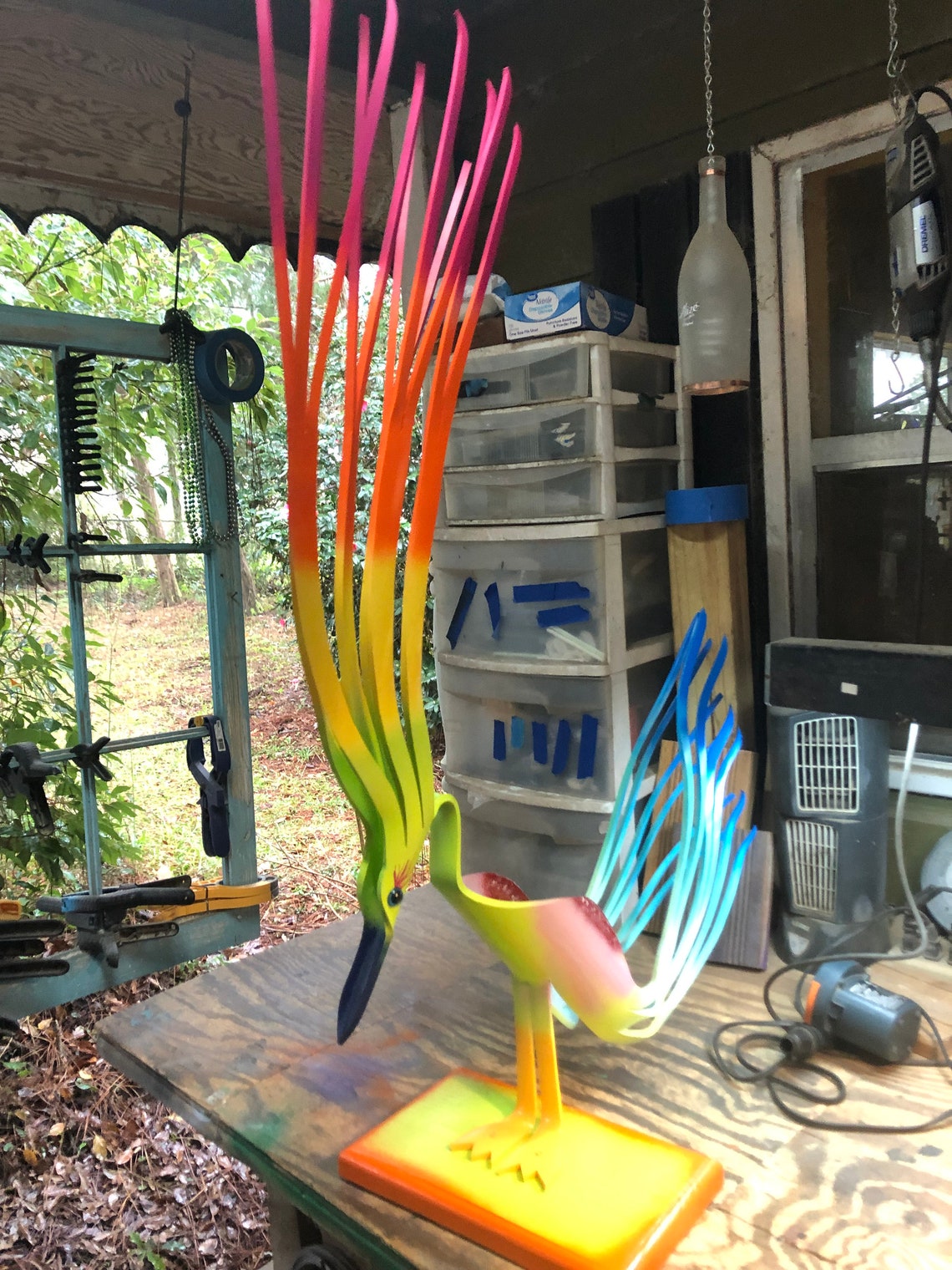 Tie Dye Tina the Plumage Queen on Base - Etsy