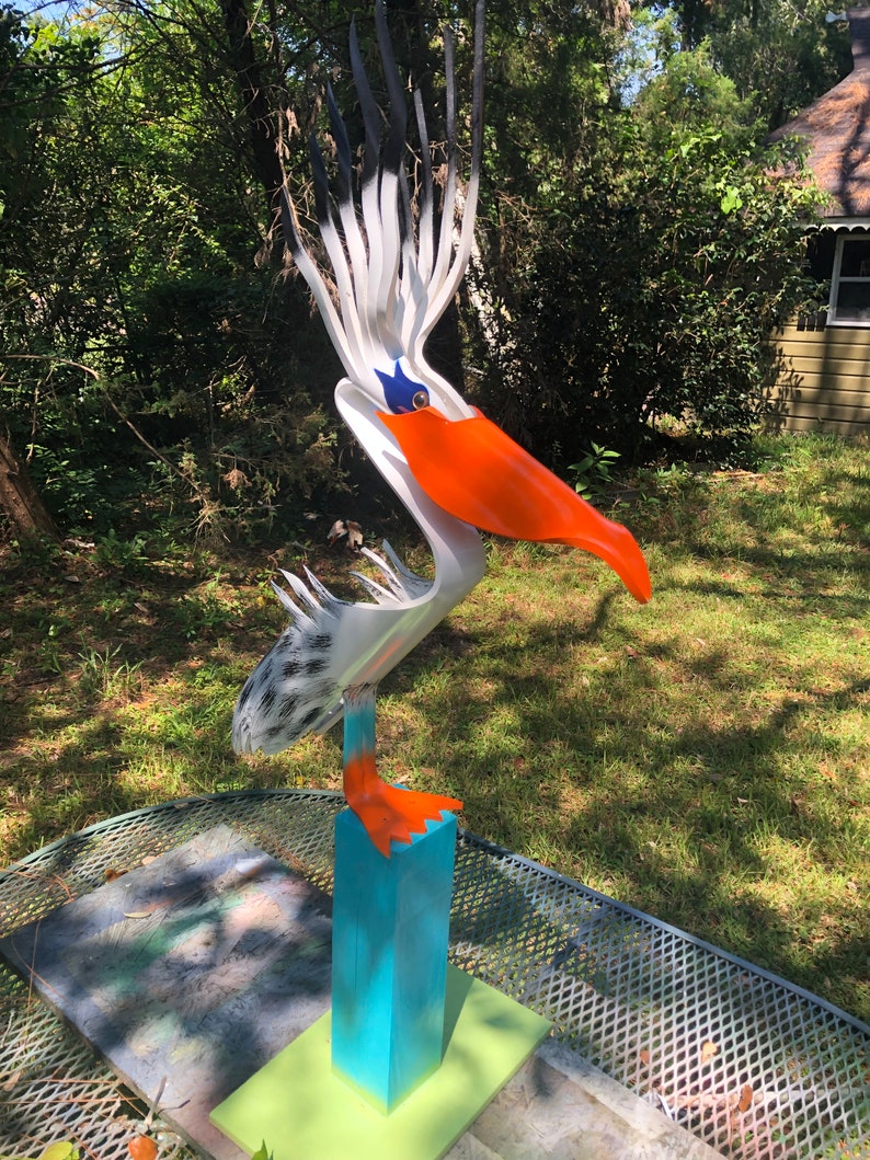 Freckled Fred the Feathered PVC Pelican With Feet Spikes Yard - Etsy