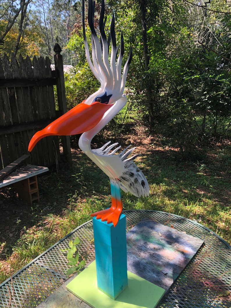 Freckled Fred the Feathered PVC Pelican With Feet Spikes Yard - Etsy