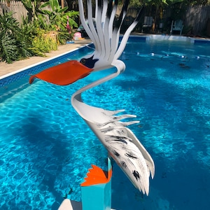 Freckled Fred the Feathered PVC Pelican With Feet Spikes Yard Bird Art ...