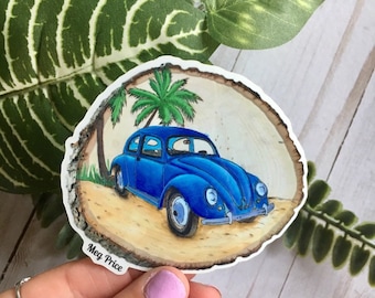 Big Blue Vw Punch Buggy Burned and Painted on Wood Slice | Etsy