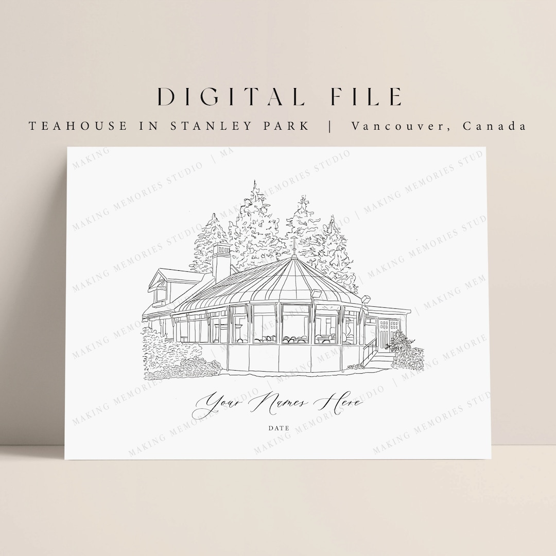 Teahouse Stanley Park Wedding Venue Illustration, Vancouver, Sketch ...