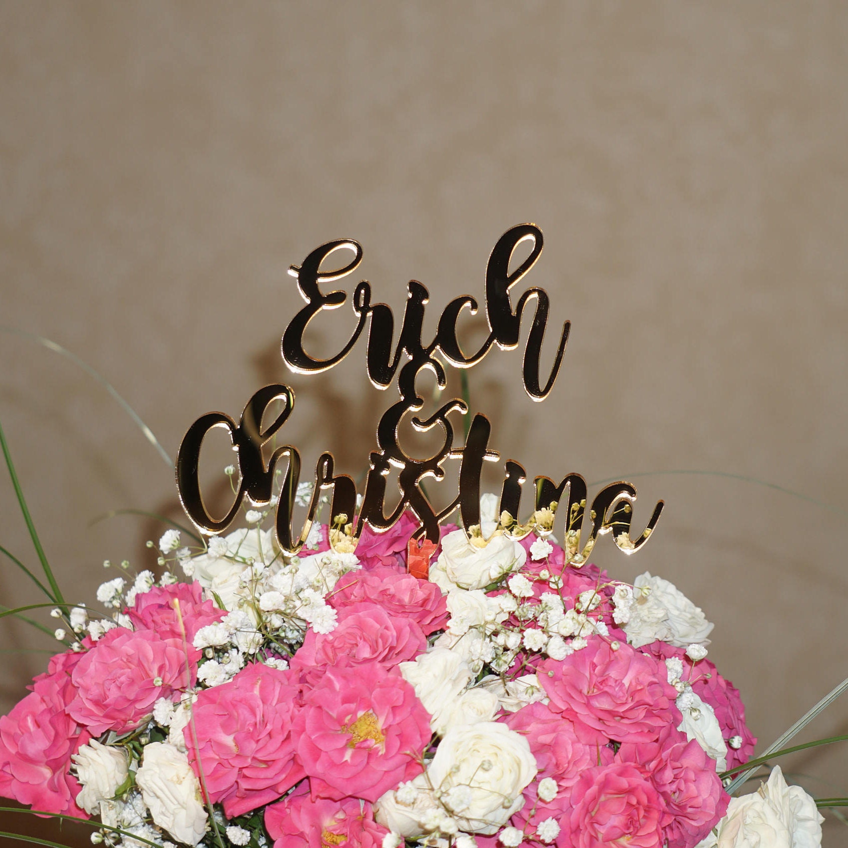 Gold Wedding Cake Topper Gold Mirror Wedding Cake Topper Couple Cake ...