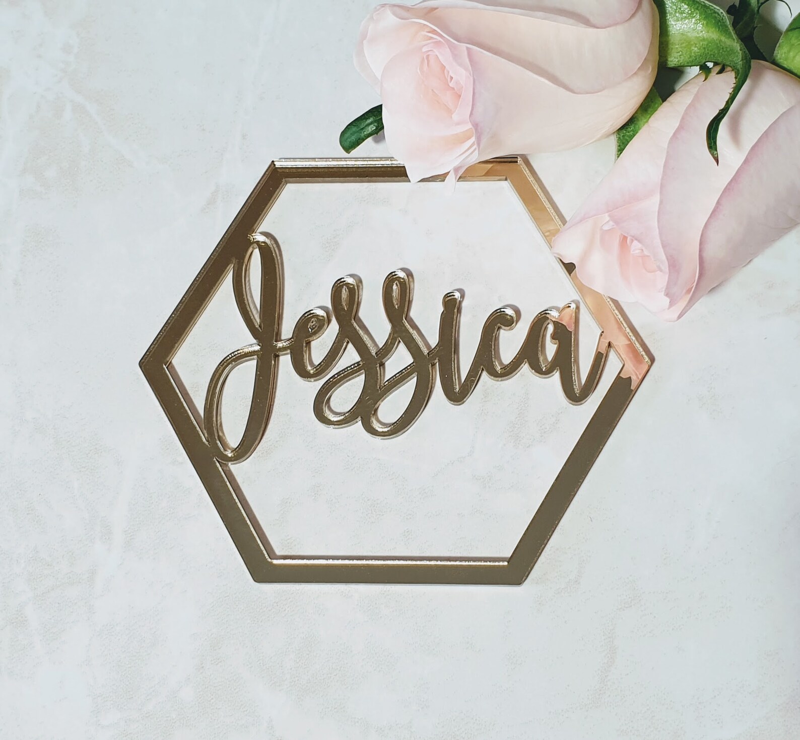 Hexagon Wedding Sign Hexagon Place Cards Gold Hexagon Names | Etsy