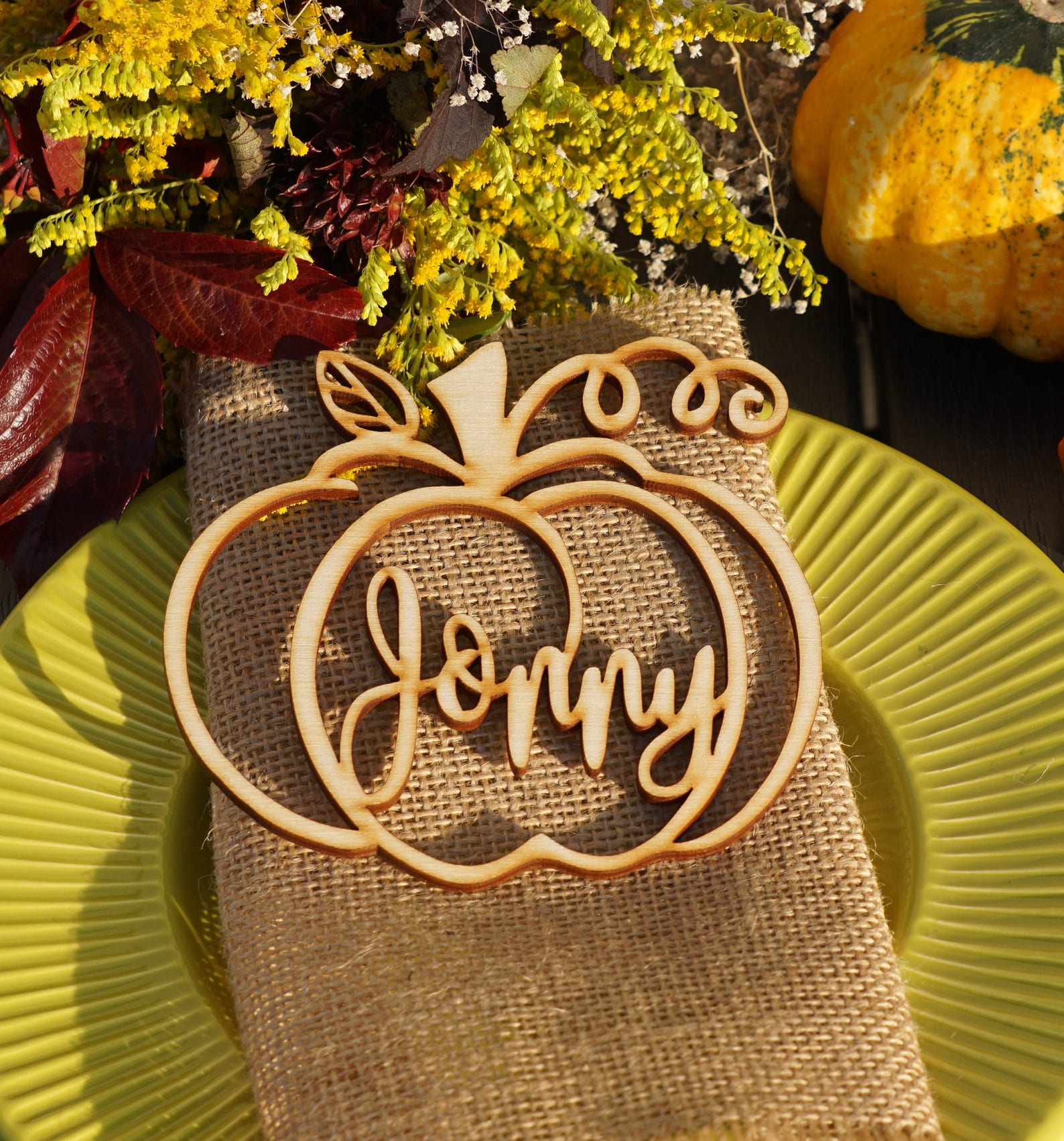 Custom Name Pumpkin Personalized Pumpkin Decor Wooden Pumpkin Place ...