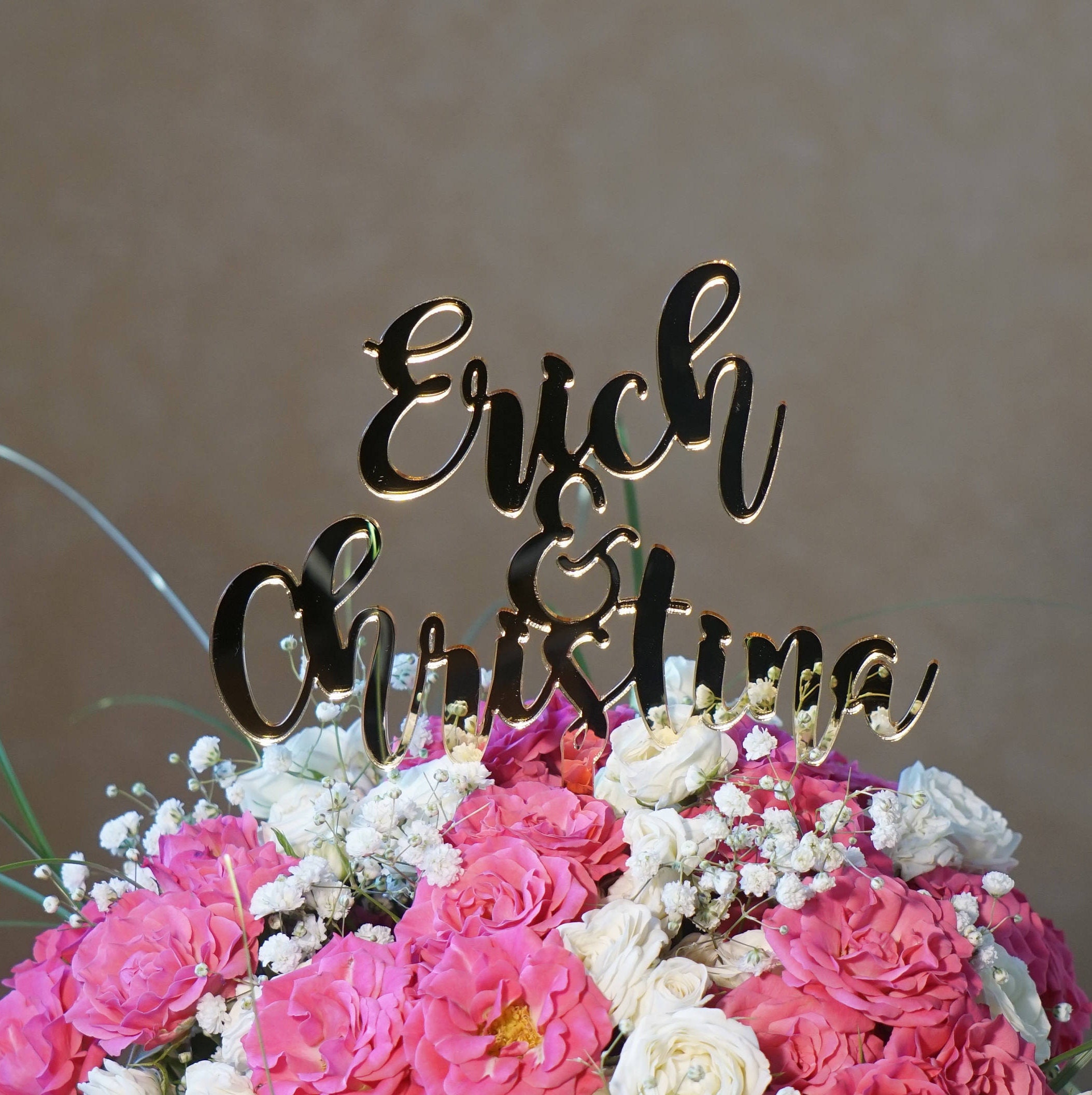 Gold Wedding Cake Topper Gold Mirror Wedding Cake Topper | Etsy