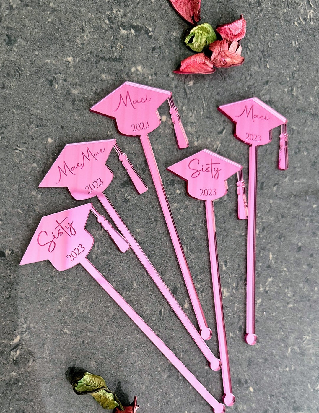 Pink Graduation Drink Stirrers Class 2025 Stirrers Graduation Party ...