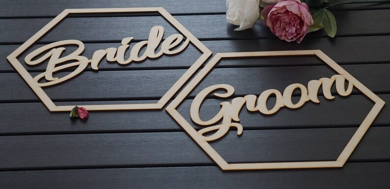 Chair Signs Set Bride and Groom Wooden Bride Sign Wooden Groom - Etsy
