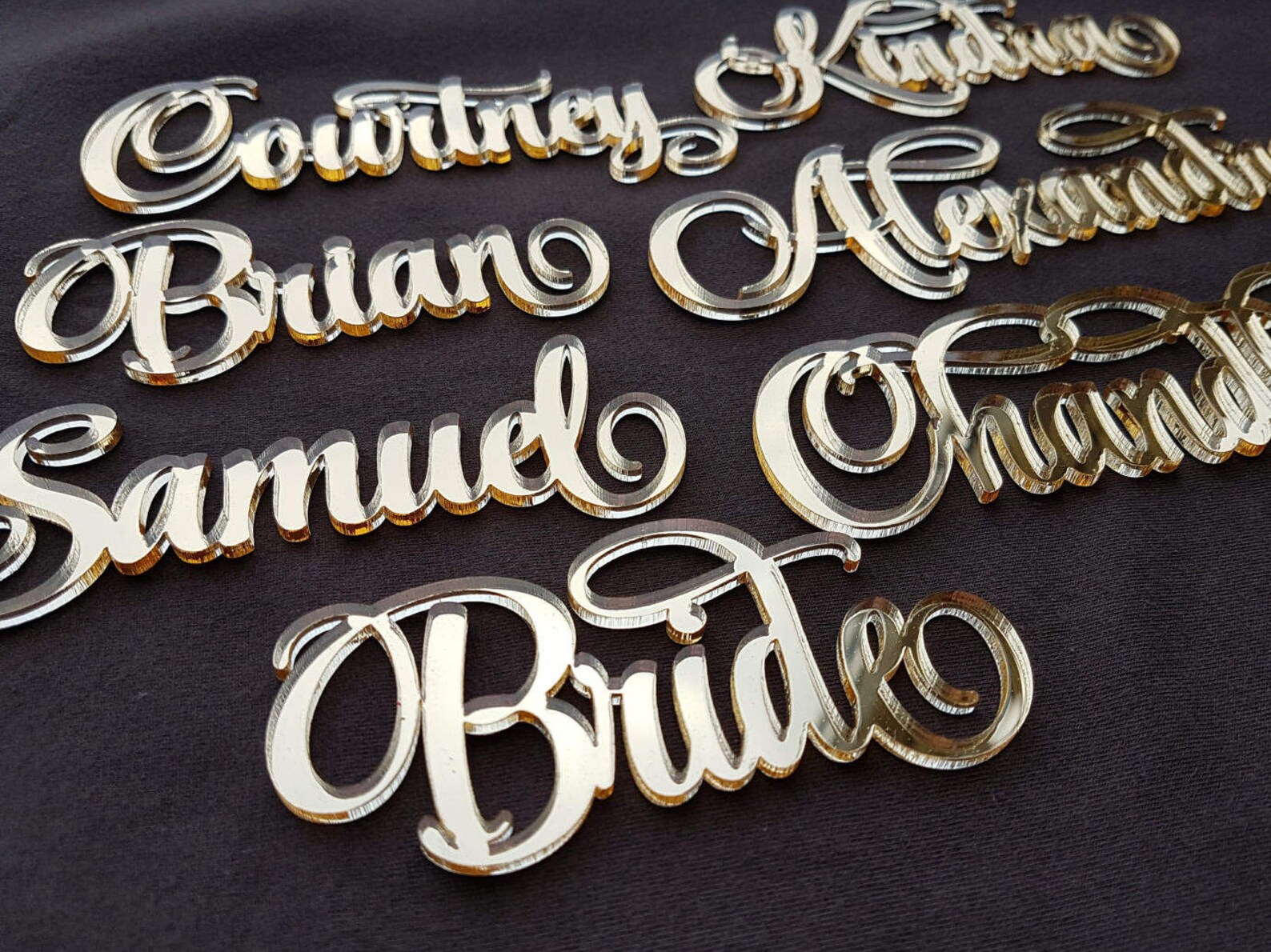 Cut Out Place Names Place Cards Wedding Gold Mirror Place - Etsy