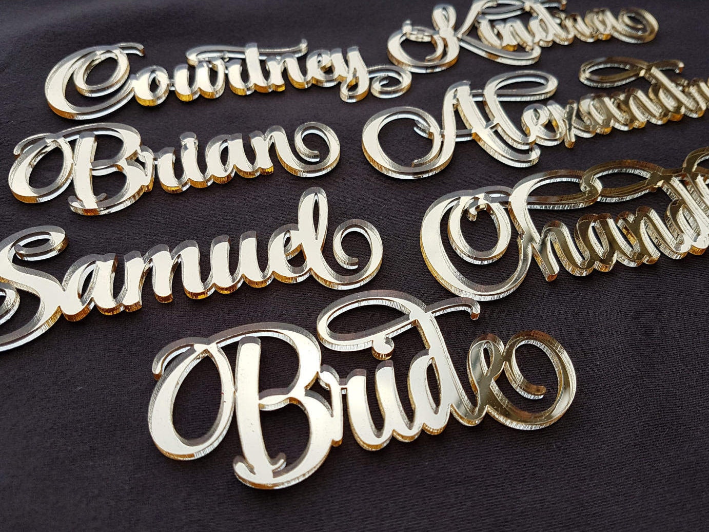 Wedding Nameplates Gold Mirror Place Cards Acrylic Place Cards Gold ...