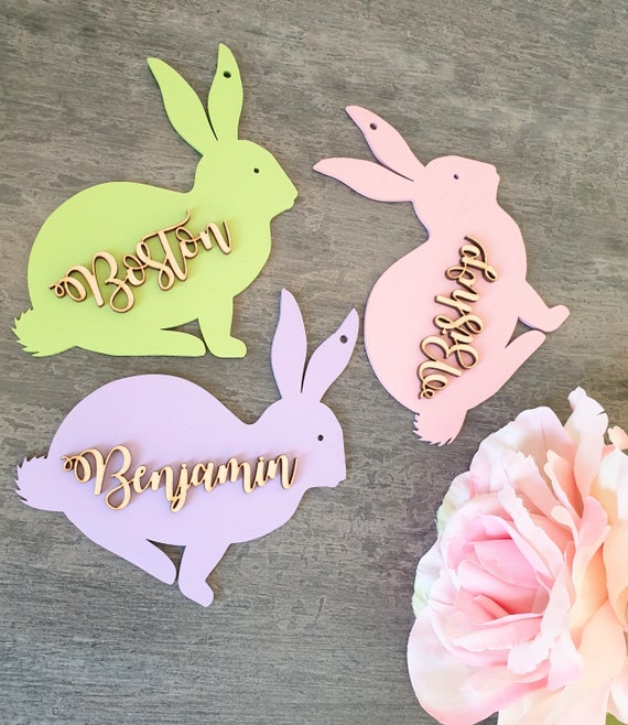 Bunny Easter Tags Personalised Easter Basket Tags Rabbit | Etsy