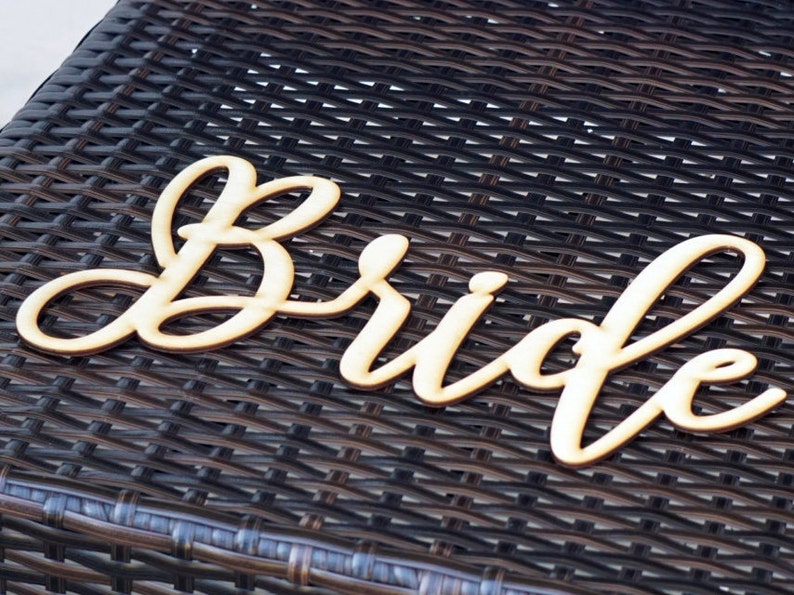Wooden Bride Sign Wooden Groom Sign 13 Inches 33 Cm Chair Signs Wedding ...