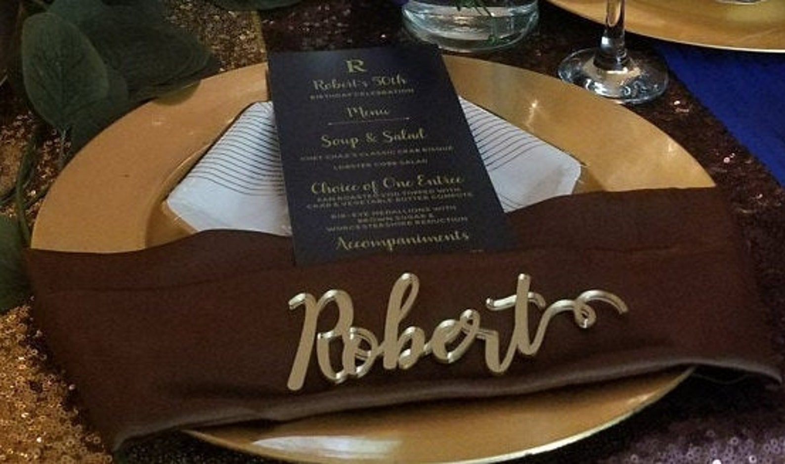 Laser Cut Names Gold Mirror Wedding Place Cards Gold Mirror | Etsy