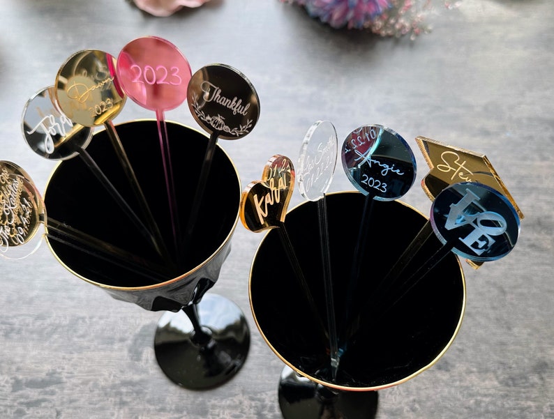 Custom Design Wedding Drink Stirrers Family Logo Drink Stirrers Custom ...