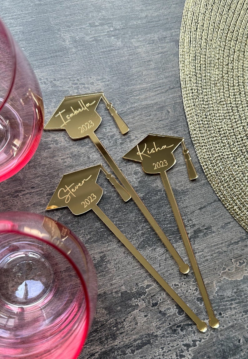 Pink Graduation Drink Stirrers Class 2025 Stirrers Graduation Party ...