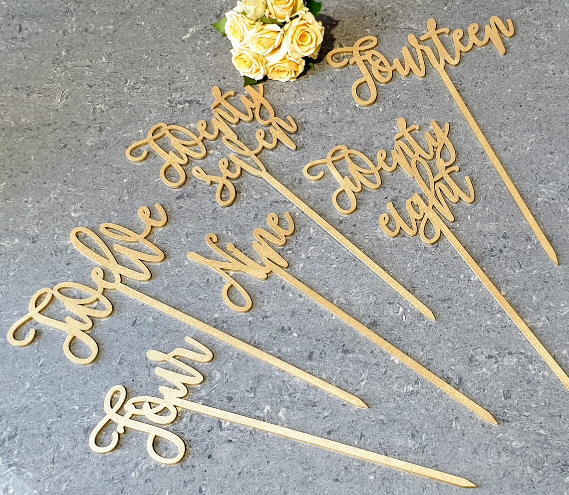 Gold Table Numbers Custom Wedding Table Number Text Table - Etsy