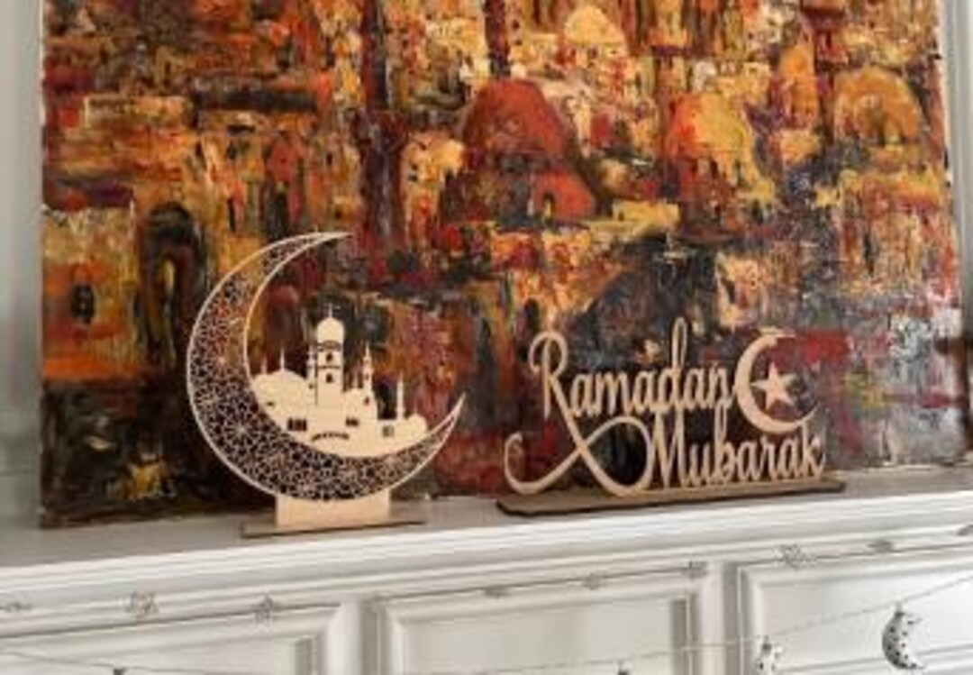 SET of 2 Freestanding Ramadan Signs, GOLD PAINTED - Etsy