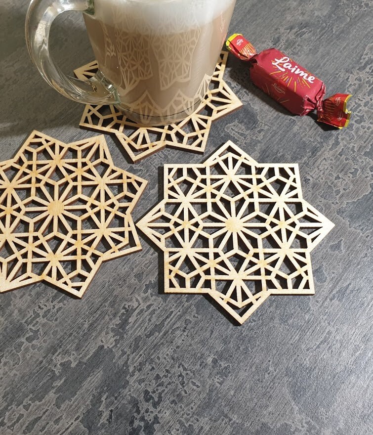 Arabic Pattern Coasters Wood Coasters Ramadan Decorations | Etsy