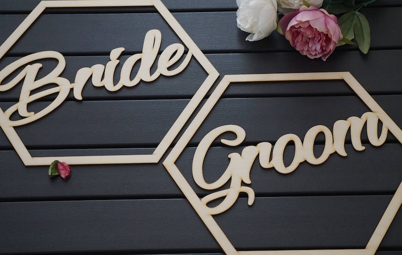 Chair Signs Set Bride and Groom Wooden Bride Sign Wooden Groom - Etsy