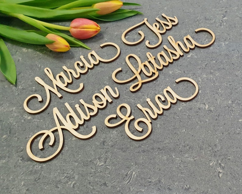 Wood Wedding Place Cards Laser Cut Name Signs Place Wedding Place Cards ...