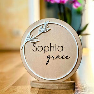 Baby Wood Sign Newborn Baby Sign Baby Nursery Decor New Born Round ...