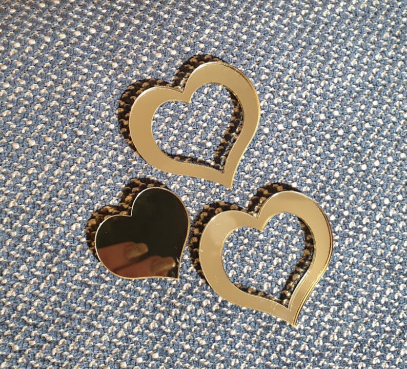 Laser Cut Acrylic Mirror Hearts gold Wood hearts Confetti | Etsy