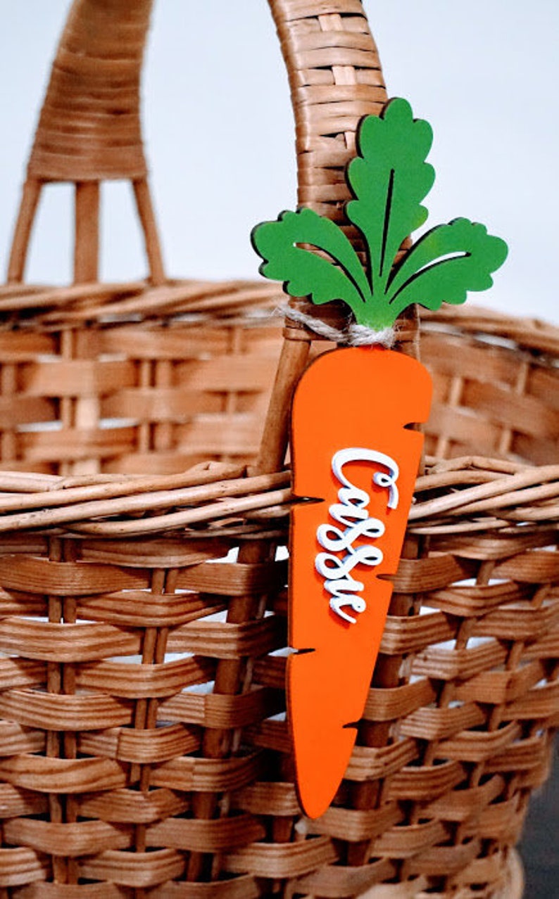 Custom Easter Basket Tags Easter Carrot Tags Personalised | Etsy