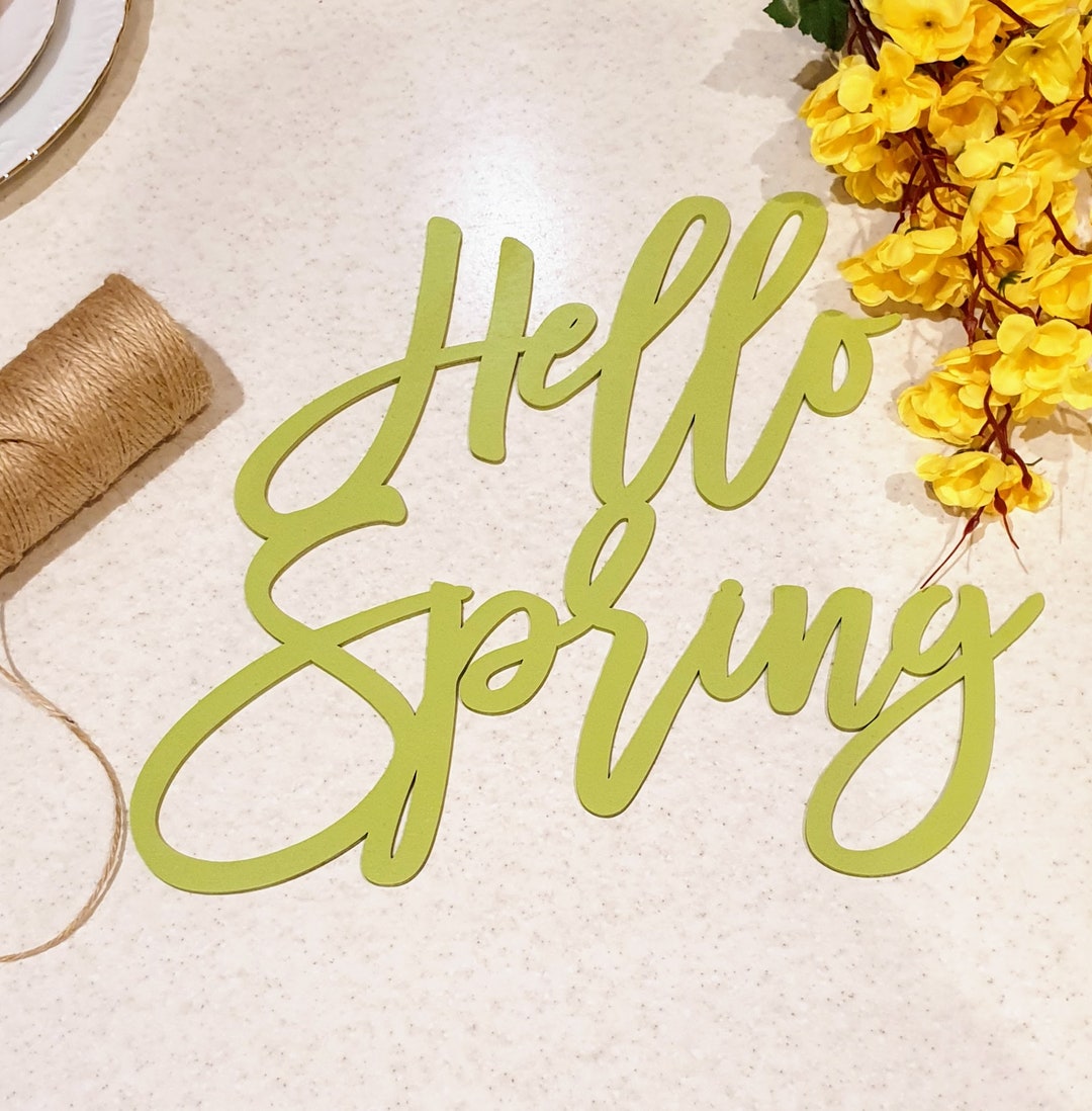 Hello Spring Script Word Cutout Wood Lettering Spring Wreath Supplies ...