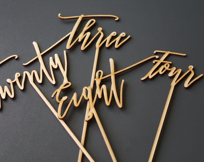 Wooden Table Numbers, Custom Wedding Table Number, Text Table Number ...