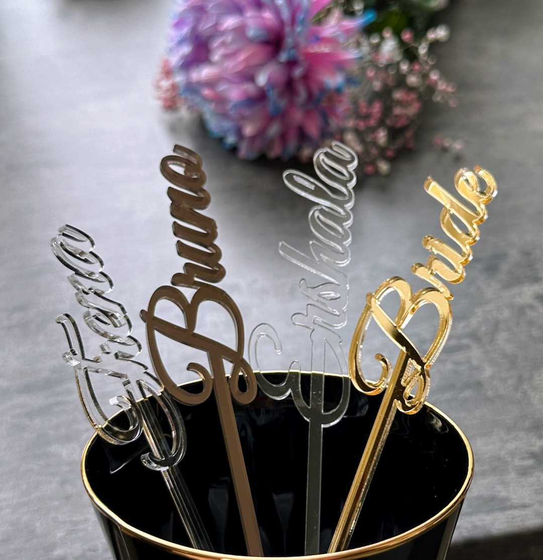 Drink Stirrers, Gold Wedding Stirrers, Personalized Swizzle Sticks With ...