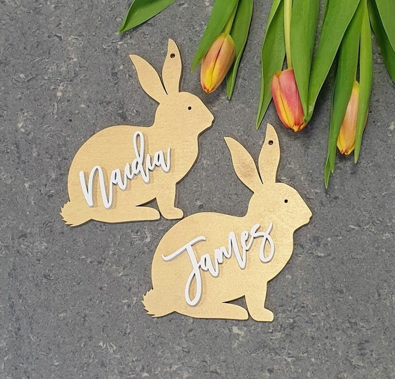Bunny Basket Tags Bunny Easter Tags Personalised Rabbit Easter | Etsy
