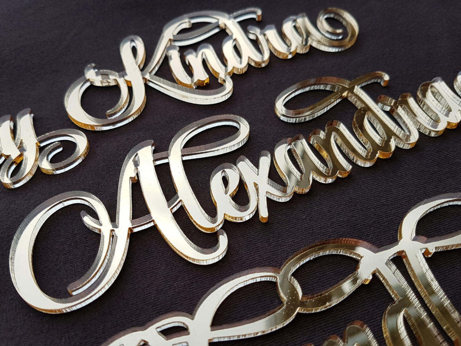 Cut Out Place Names Place Cards Wedding Gold Mirror Place - Etsy