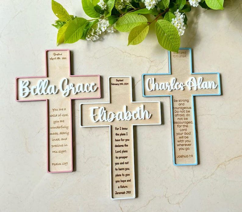 Custom Wooden Cross Personalized Baptism Cross Baby Shower Gift Cross ...