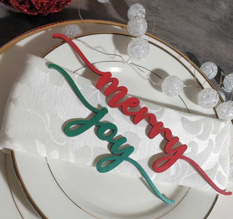 Christmas Ornaments Christmas Table Decor Merry Place Cards JOY ...