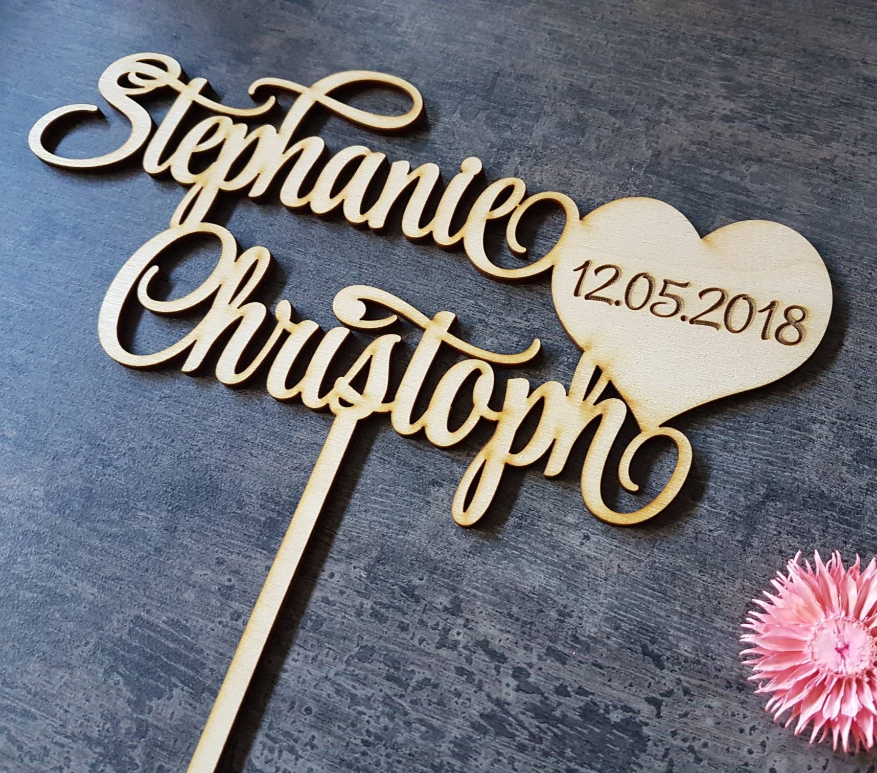 Personalized Wedding Cake Topper Couple Names With Date Cake Etsy