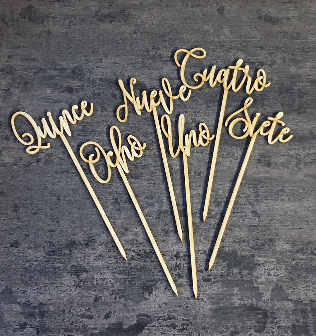 Wooden Table Numbers Spanish Wedding Table Numbers Script Table Numbers ...