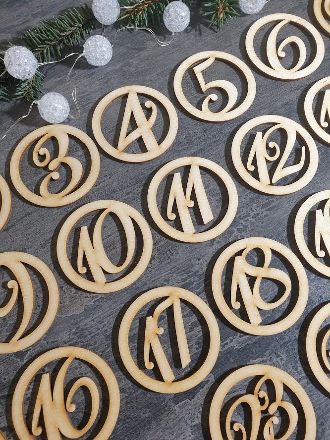 Advent Calendar Wooden Number Tags Advent Wood Tags Natural - Etsy