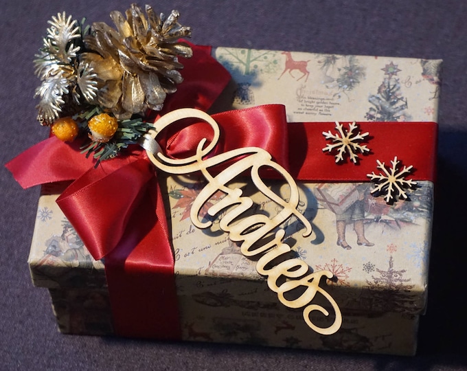 Custom Laser Cut Wood Name Gift Tag/christmas Gift Tag Name/laser Cut ...