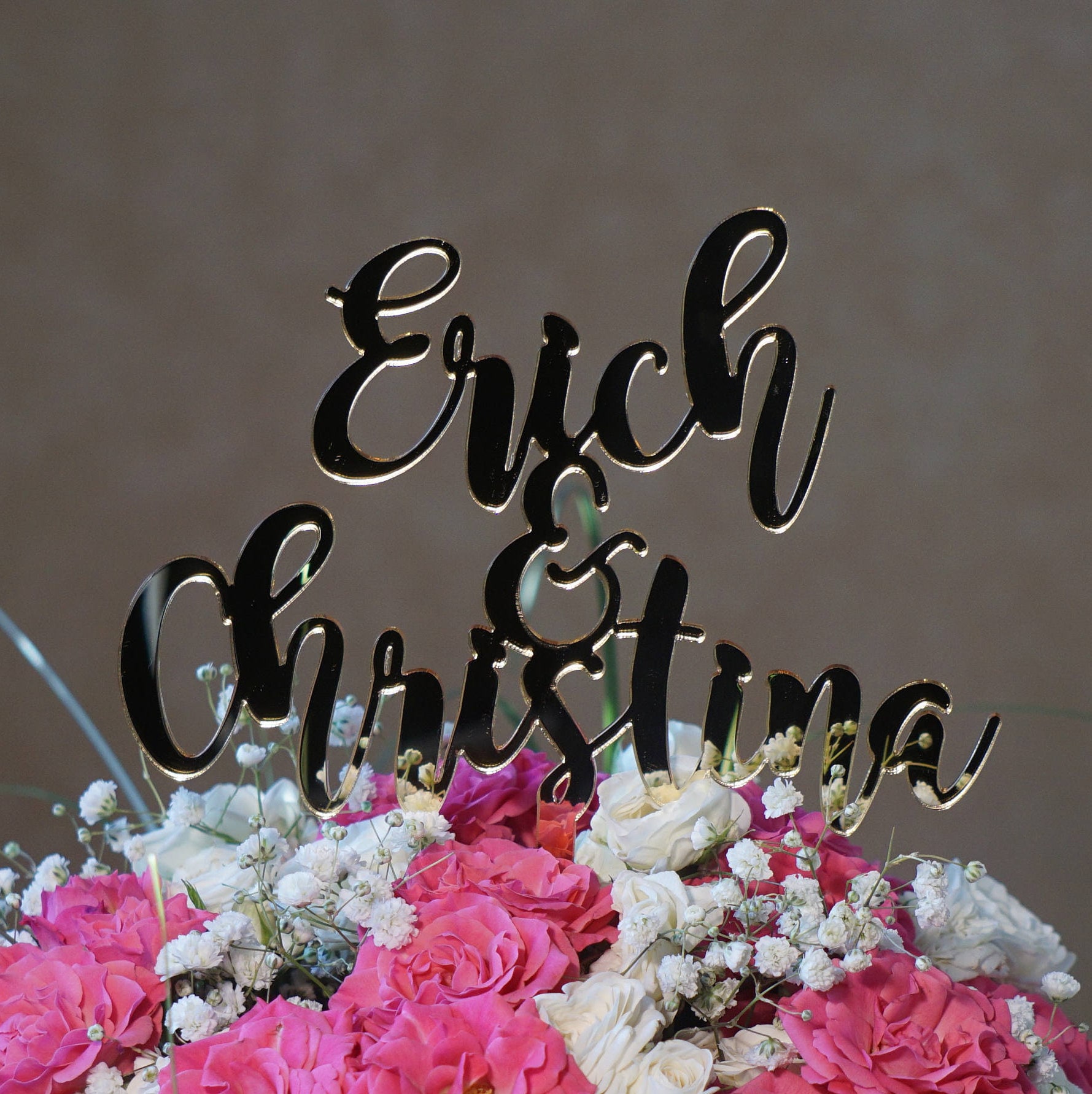 Gold Wedding Cake Topper Gold Mirror Wedding Cake Topper | Etsy