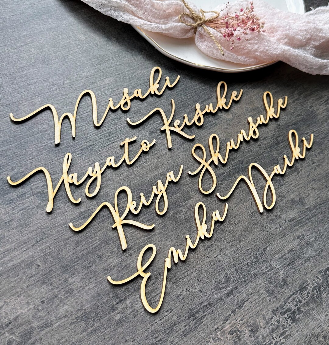 Wooden Place Cards Wood Wedding Place Cards Wooden TAGS Laser Cut Names ...