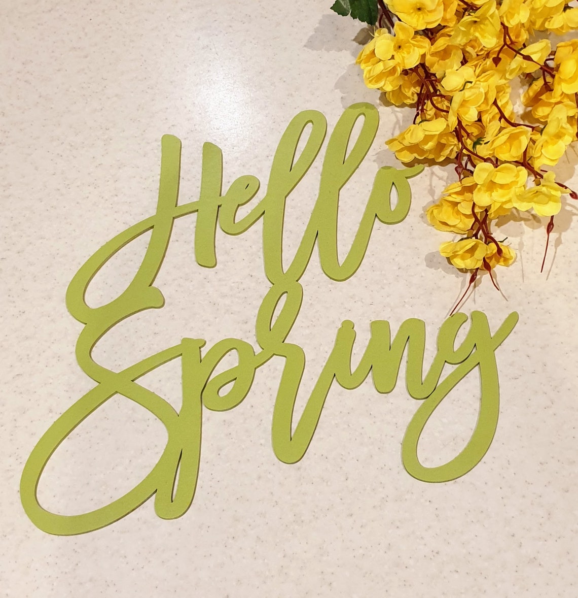 Hello Spring Script Word Cutout Wood Lettering Spring Wreath Supplies ...