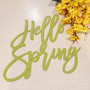 Hello Spring Script Word Cutout Wood Lettering Spring Wreath Supplies ...