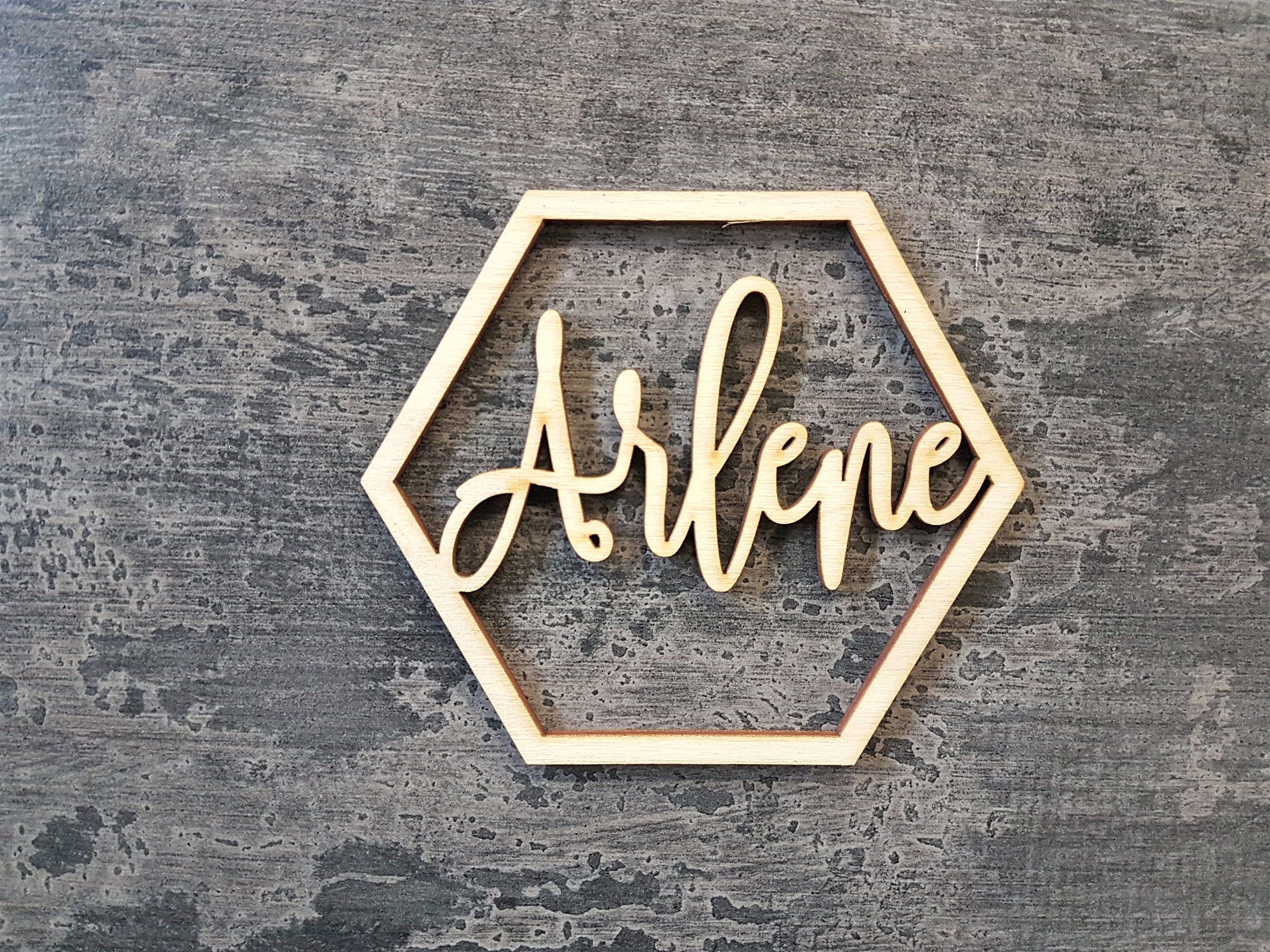 Hexagon Wedding Sign Silver Hexagon Place Cards Wood Hexagon - Etsy