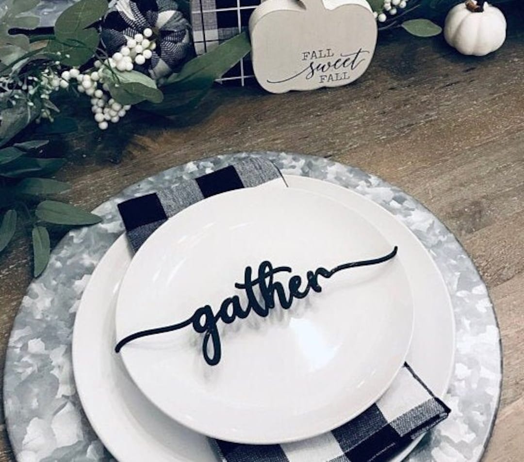 Thankful Sign for Plates Black Thankful Thanksgiving Decorations ...