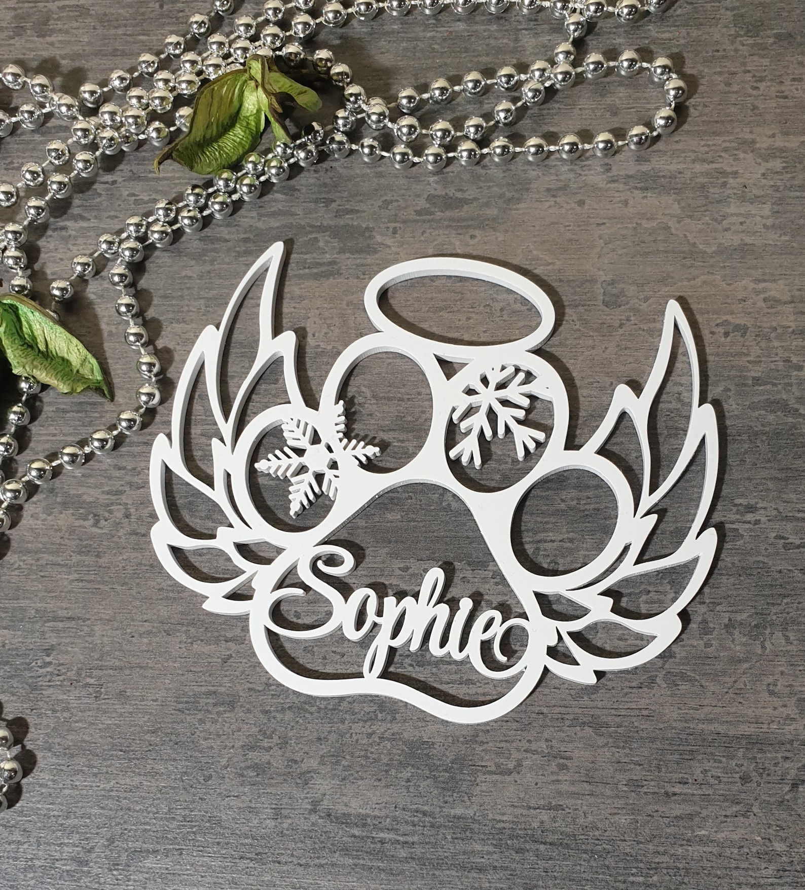 Dog Angel Wings Ornament Pet Memorial Ornament Personalized Paw Angel ...